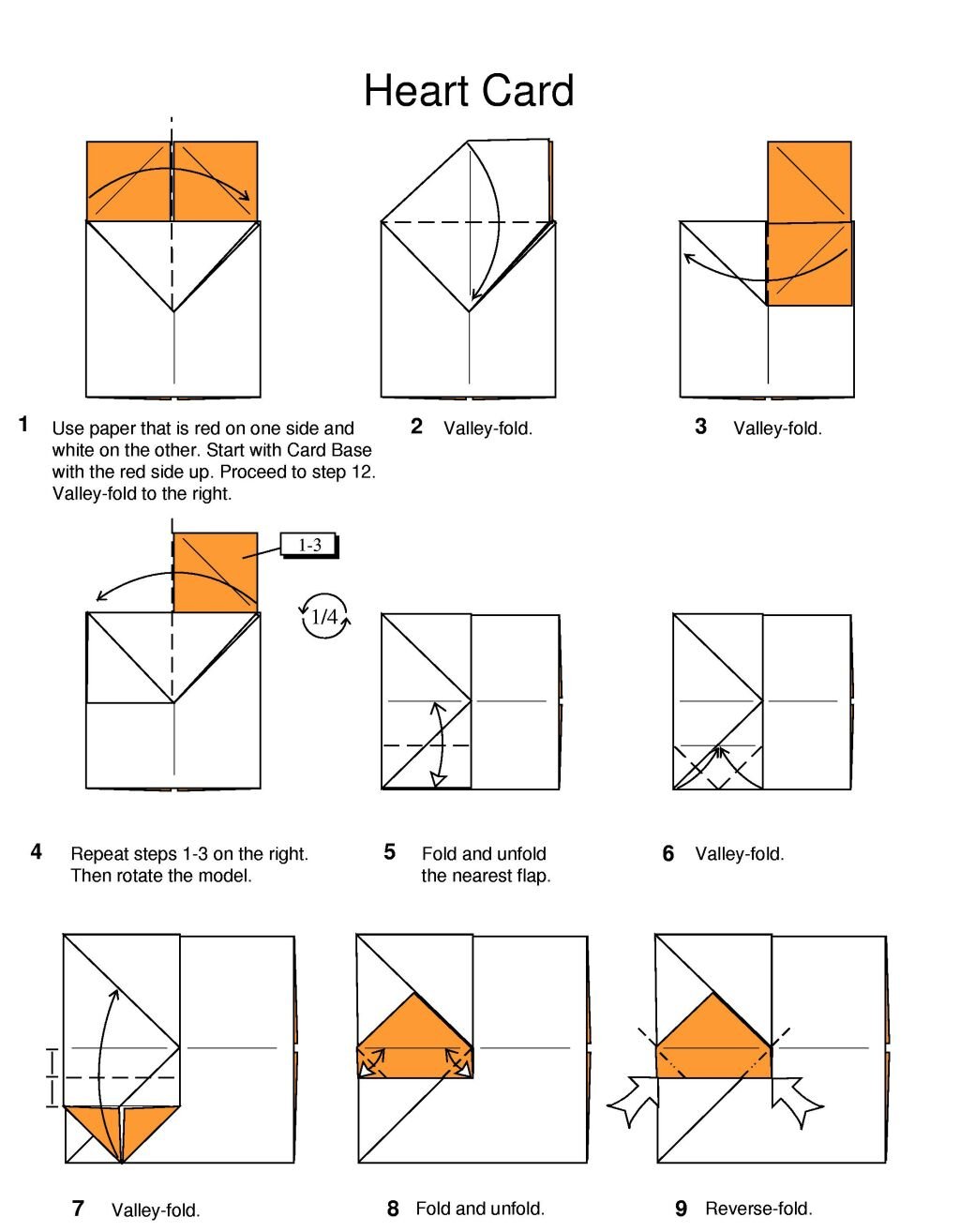 Heart Table Card | Paper Heart Table Card | Free Origami Diagrams